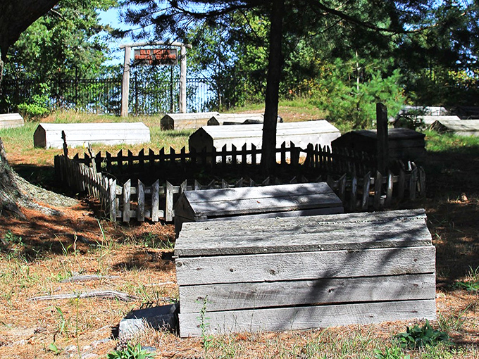 Some houses lean with age while others stand straight, creating a timeline of generations in this sacred ground.