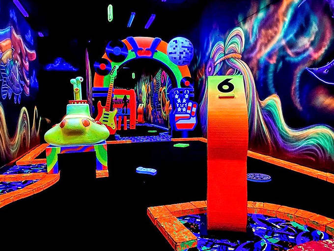 Each hole offers a new visual feast &ndash; this trippy corridor could double as a set for a 1980s music video gone wonderfully wild.