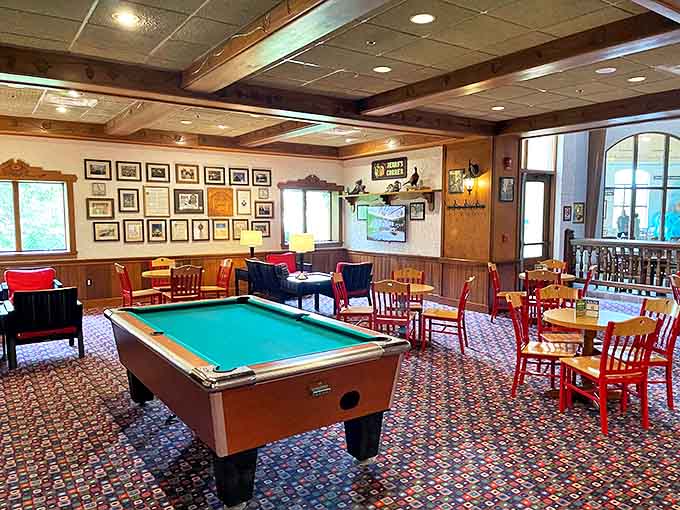 The game room invites friendly competition with pool tables and comfortable seating areas where families can gather for games and conversation.