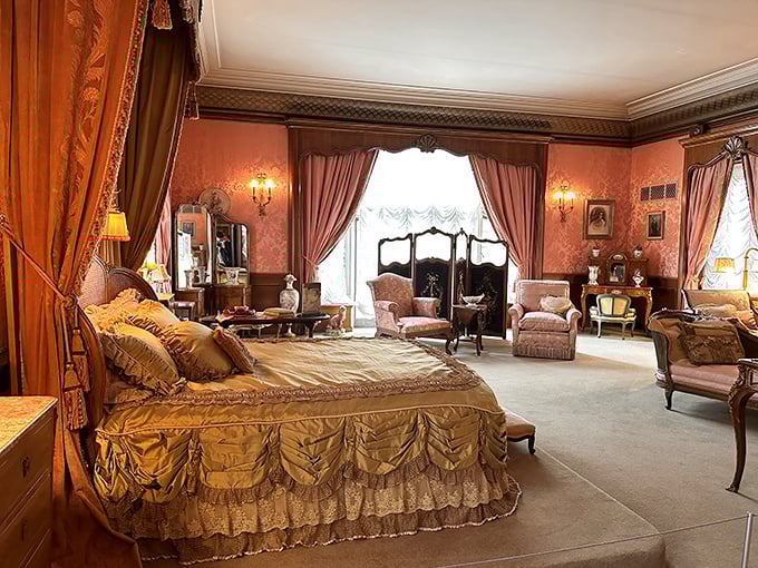 This bedroom suite is larger than most apartments, with a bed so regal you'd feel compelled to wear a crown just to take a nap.