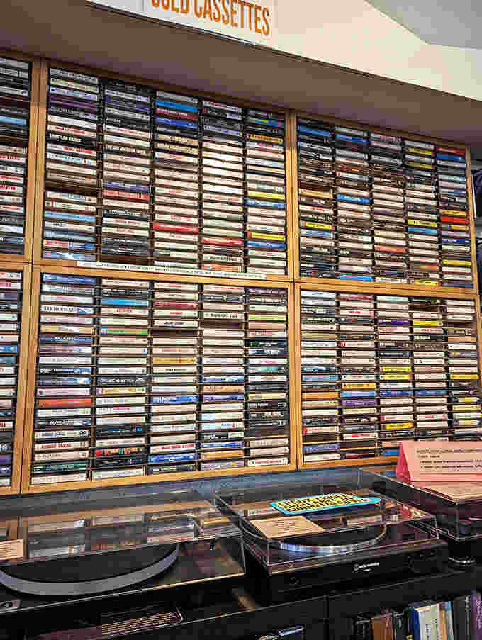 Cassette heaven! This wall of plastic nostalgia will transport Gen-Xers straight back to the days of Walkman batteries and pencil rewinding.