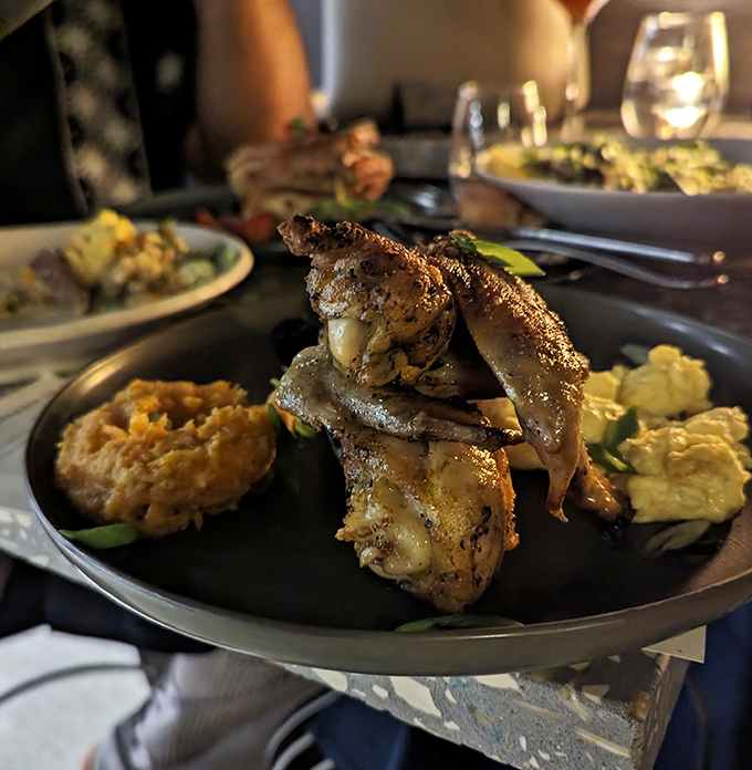 Perfectly roasted chicken skin shatters like glass to reveal juicy meat beneath&mdash;comfort food that's dressed for a night on the town.