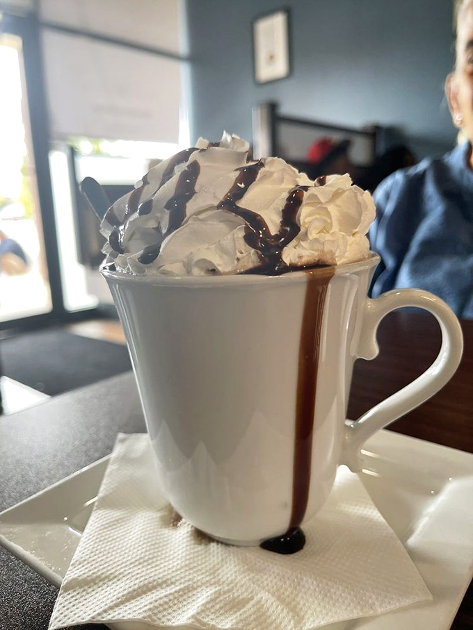 Not your childhood chocolate milk – this grown-up version comes crowned with whipped cream and chocolate drizzle, turning Monday into Friday.