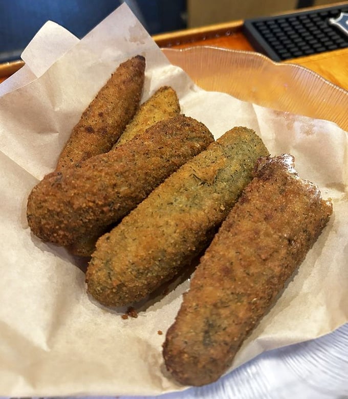 Fried pickles: The perfect marriage of tangy and crunchy that somehow makes beer taste even better.
