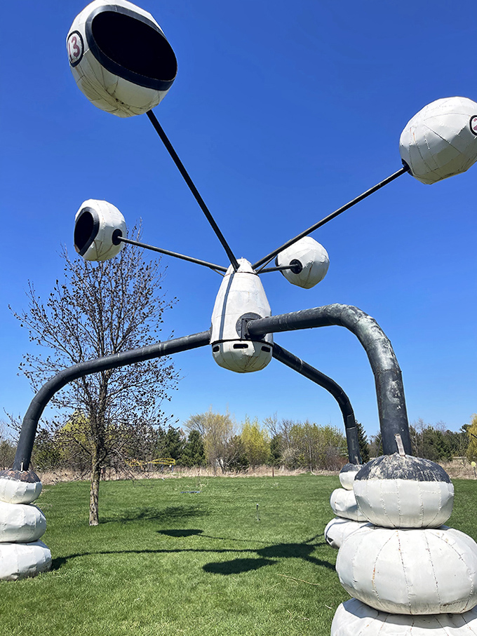 This futuristic sphere reflects the world in fascinating distortions, proving that sometimes the most interesting view is a warped one.