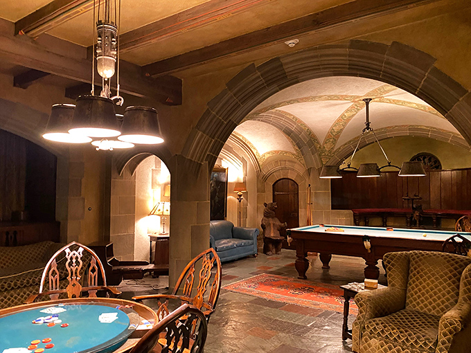 The game room proves the wealthy of yesteryear knew how to party without Netflix &ndash; just add billiards, cocktails, and business deals.