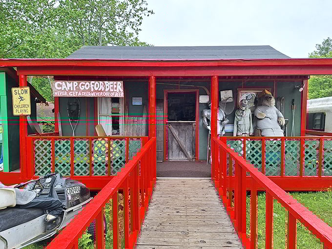 The "OPEN 24 HRS" sign welcomes visitors to a treasure trove of Yooper memorabilia, quirky souvenirs, and unexpected finds.