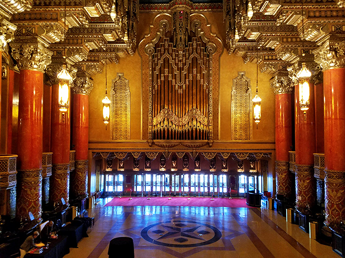 Gold-leafed columns and intricate carvings remind us of a time when "more is more" was the only acceptable design philosophy.