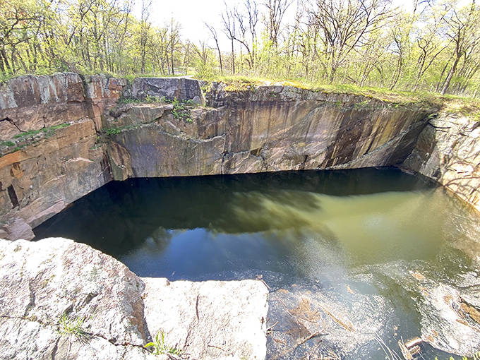 The quarry's granite walls create a natural amphitheater around these reflecting pools &ndash; Mother Nature showing off her architectural skills.