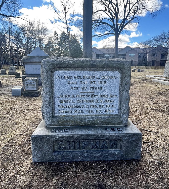The Chipman family monument speaks volumes about Michigan's military heritage, with details connecting North and South in permanent repose.