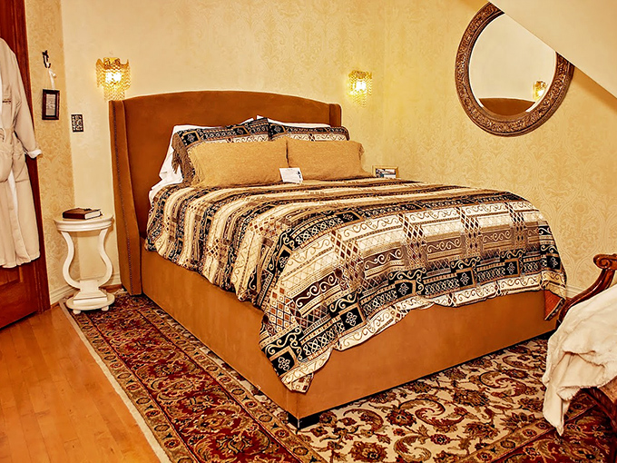 Guest Bedroom: Warm golden tones and luxurious bedding create a sanctuary where sweet dreams are practically guaranteed, no counting sheep required.