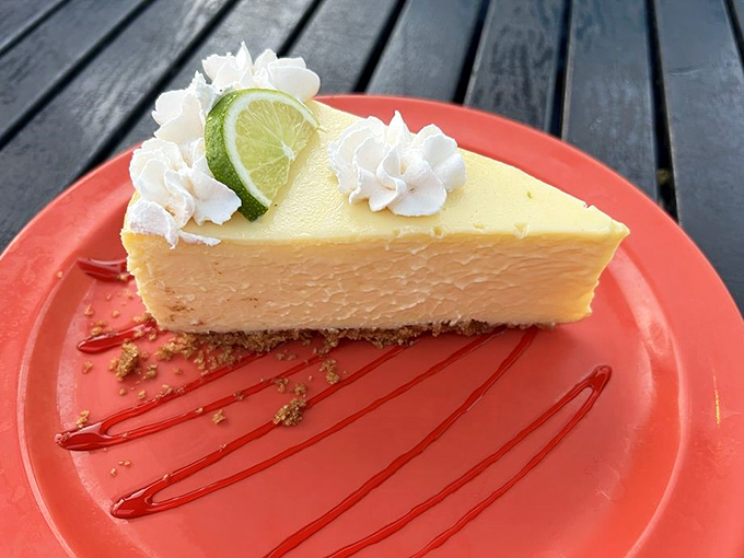Key lime perfection: A slice of Florida sunshine that balances sweet and tart like a tightrope walker at a citrus circus.
