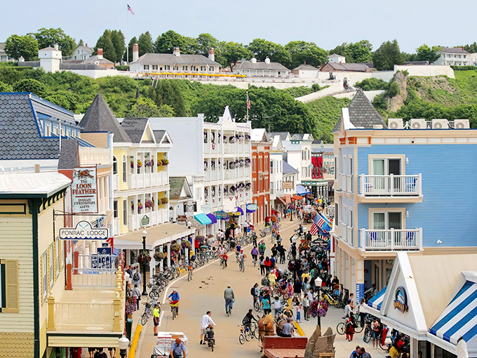 Main Street bustles with tourists hunting fudge, but after dark these same buildings take on a different character entirely, whispering stories from another century.