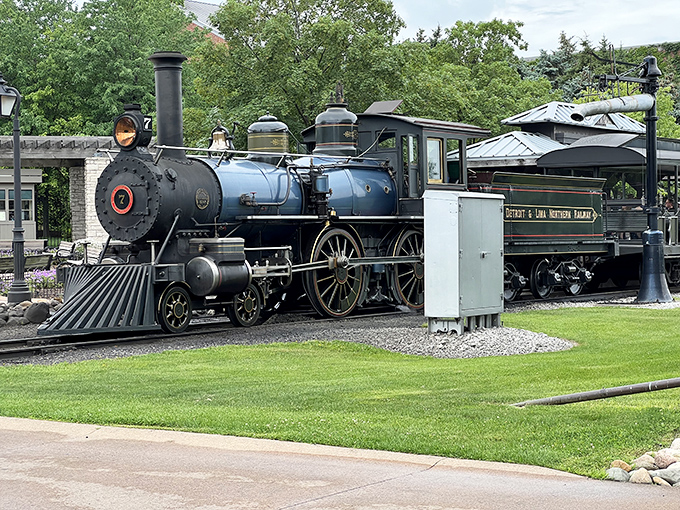 Another angle reveals Locomotive No. 7's impressive engineering – each rivet and valve telling stories of American craftsmanship and industrial might.
