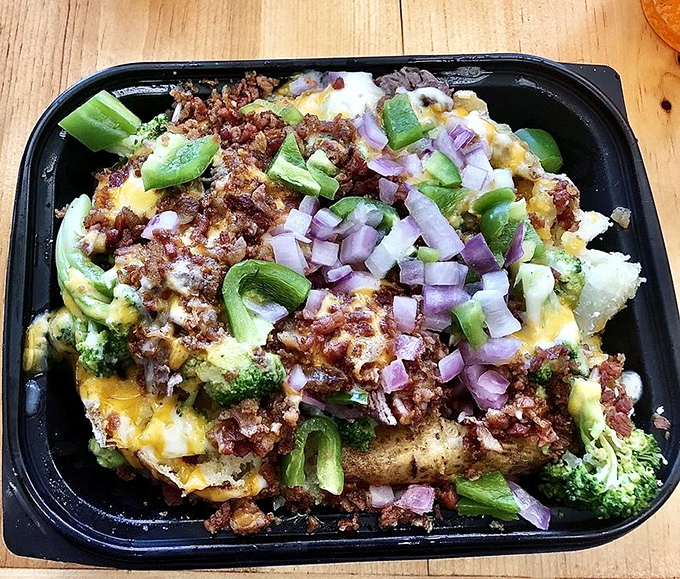 Philly meets potato in this ingenious creation &ndash; all the flavors of a classic cheesesteak piled high on a perfectly baked spud instead of a roll.