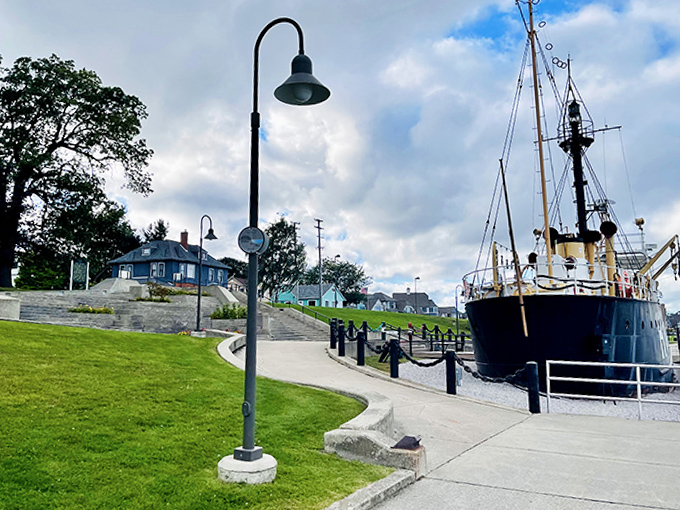 The historic Huron Lightship Museum offers a glimpse into maritime history, permanently docked as the last surviving lightship on the Great Lakes.