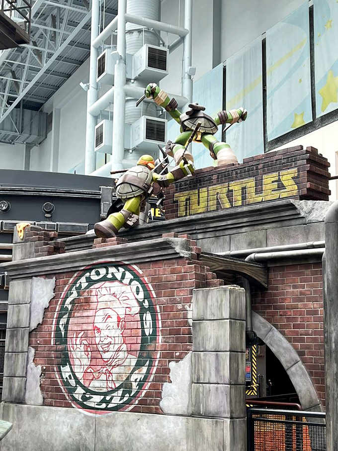 The Teenage Mutant Ninja Turtles Shell Shock ride spins riders with the same enthusiasm Michelangelo shows for pizza, leaving stomachs equally topsy-turvy.