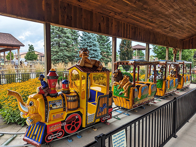 All aboard the joy express! This colorful train delivers giggles and wildlife sightings in equal measure.