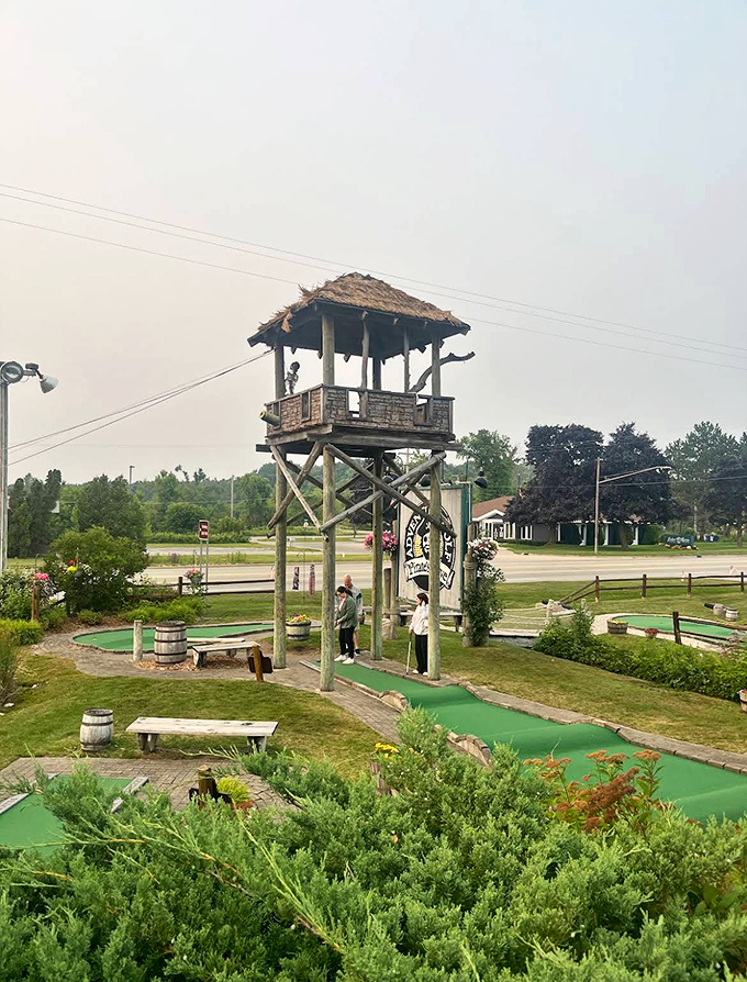 From this crow's nest vantage point, pirates once spotted approaching vessels. Today, it spots approaching families armed with putters instead of cutlasses.