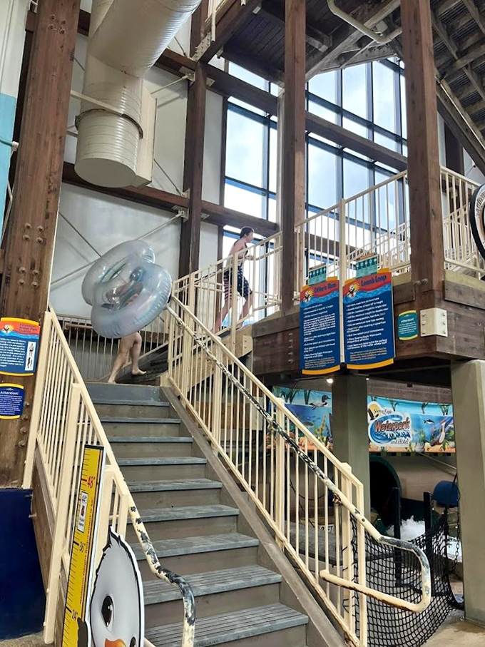 The stairway to watery heaven &ndash; each step brings you closer to that perfect moment of weightlessness before gravity reclaims you with a splash.