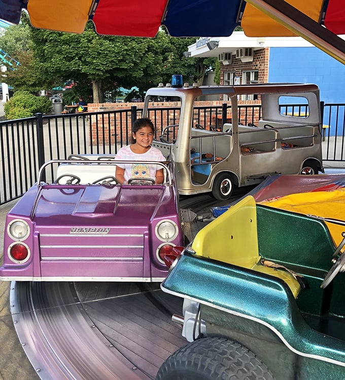 The vintage-inspired carousel cars offer a moment of nostalgic charm, where even the most jaded teenagers can't help but smile.
