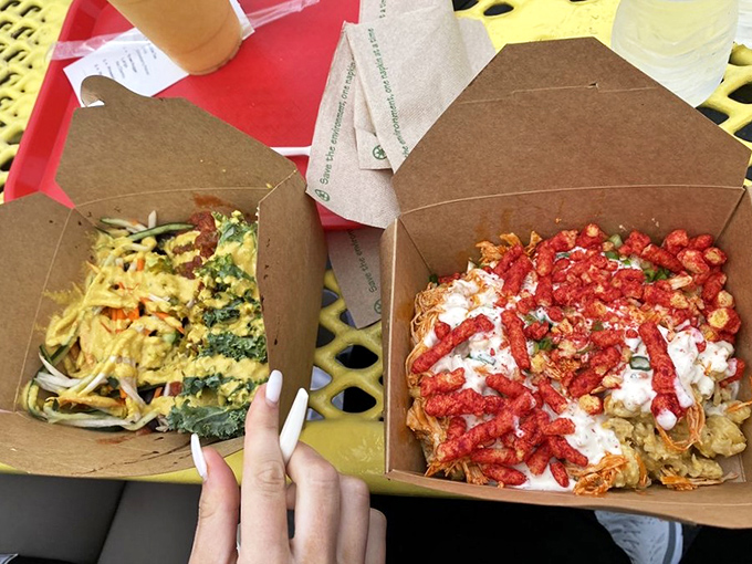 Left: Chicken Mac & Cheese that would make your grandma jealous. Right: The Tree Hugger Bowl proves eating green doesn't mean sacrificing satisfaction.
