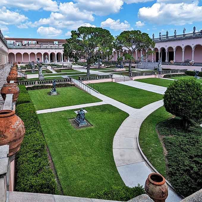 The courtyard garden is so meticulously maintained that even the hedges seem to have better grooming habits than most people.
