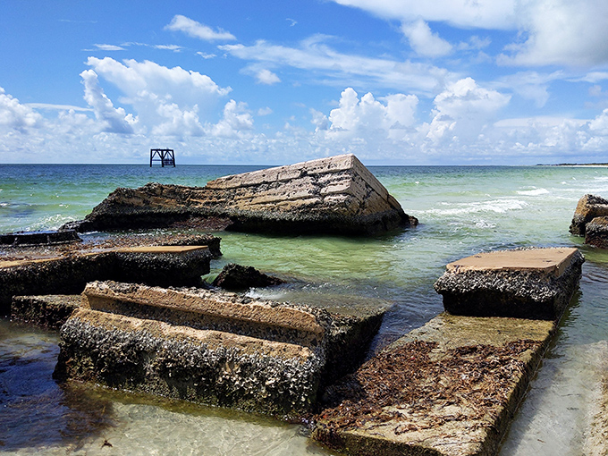 These crumbling fort remains tell stories of a different era, when coastal defense meant more than just keeping beach towels from blowing away.