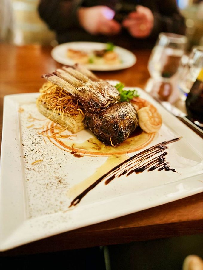 Lamb chops presented like meaty works of art &ndash; the kind of dish that makes vegetarians glance over with momentary doubt about their life choices.