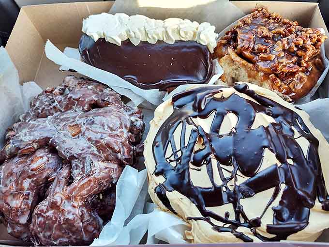 Donut heaven in a box – each one a testament to the Chuckwagon's "bigger is better" philosophy.