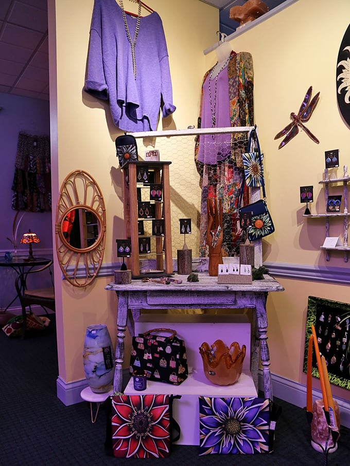 Handcrafted merchandise displays showcase unique pieces that seem to whisper, "Take me home" to passing shoppers.