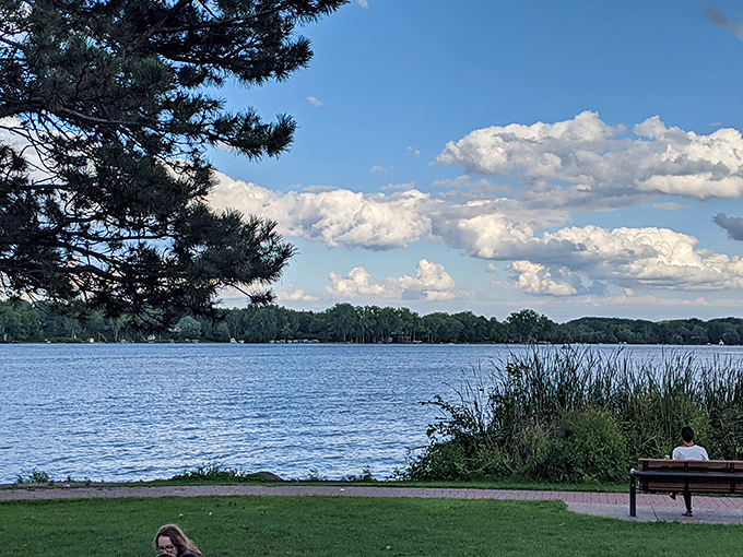 Reeds Lake view: Nature's big-screen experience &ndash; watch the light dance across rippling waters while contemplating absolutely nothing important.