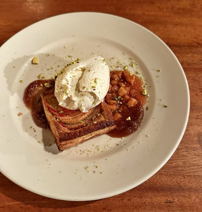 This isn't just dessert &ndash; it's architectural pastry wizardry topped with house-made ice cream melting into caramelized perfection.