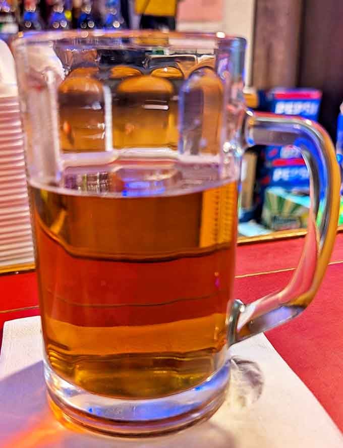 A cold beer in a proper mug &ndash; because pizza without beer is like a day without sunshine.