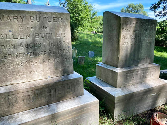 These substantial family headstones represent the Victorian era's approach to memorials: go big or go home, and they definitely went big.