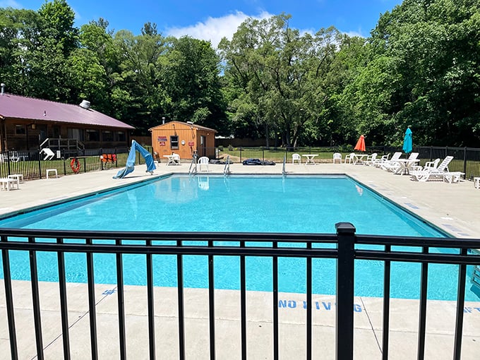 Family splash zone: The inviting pool area becomes social central during warm afternoons, complete with loungers for the sun-worshipping crowd.