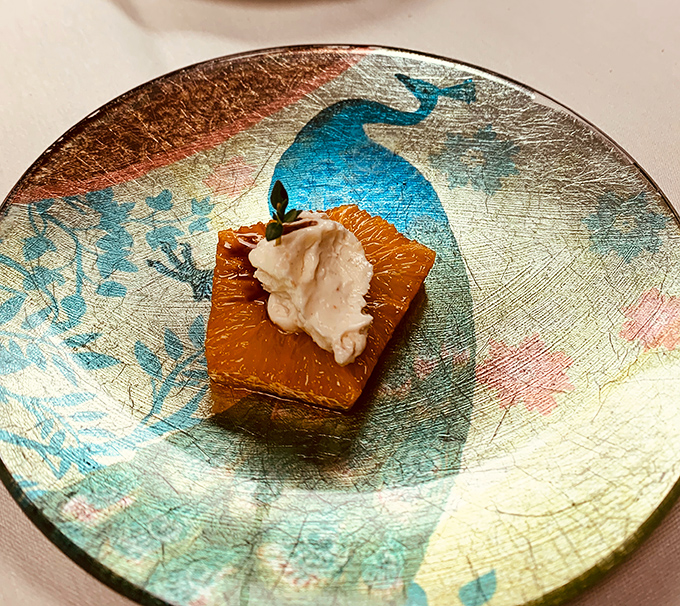 Art on a plate! This bleu cheese mousse doesn't just taste heavenly&mdash;it's presented on a canvas of color worthy of a gallery.