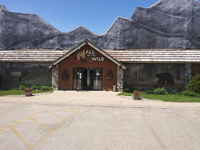 The Call of the Wild Museum's rustic exterior promises encounters with Michigan wildlife &ndash; thankfully, all standing perfectly still.