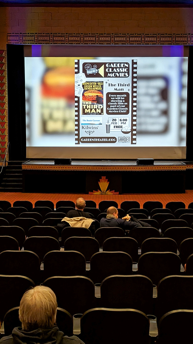 Classic films find their rightful home here, where "The Third Man" plays to an audience that appreciates both history and mystery.