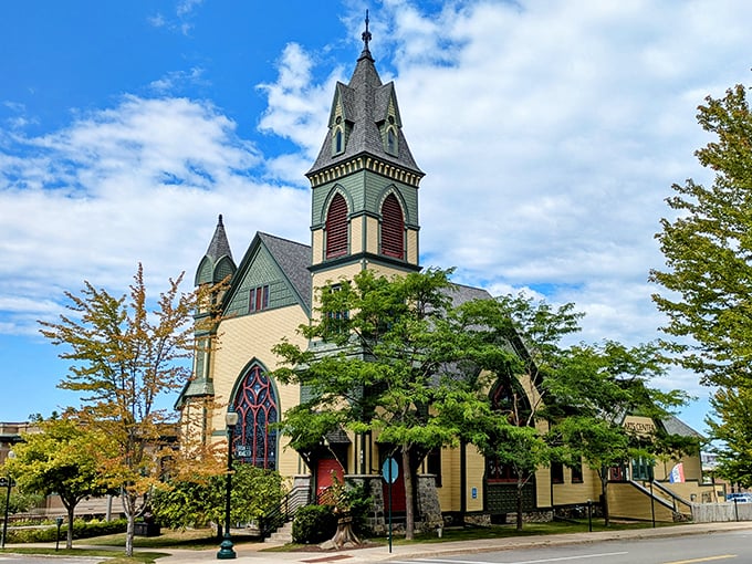 The Crooked Tree Arts Center's modern lines contrast with historic architecture, showcasing Petoskey's blend of preservation and forward thinking.