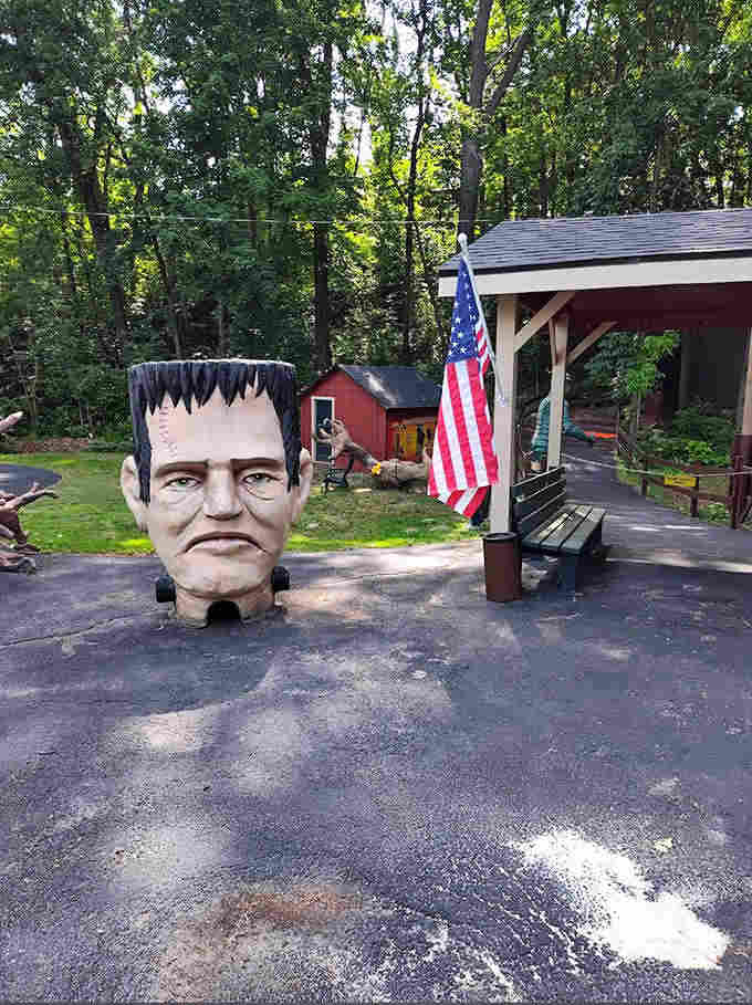 Frankenstein's monster welcomes you with the kind of hospitality only a classic movie monster can provide, setting the tone for the wonderfully weird experience ahead.