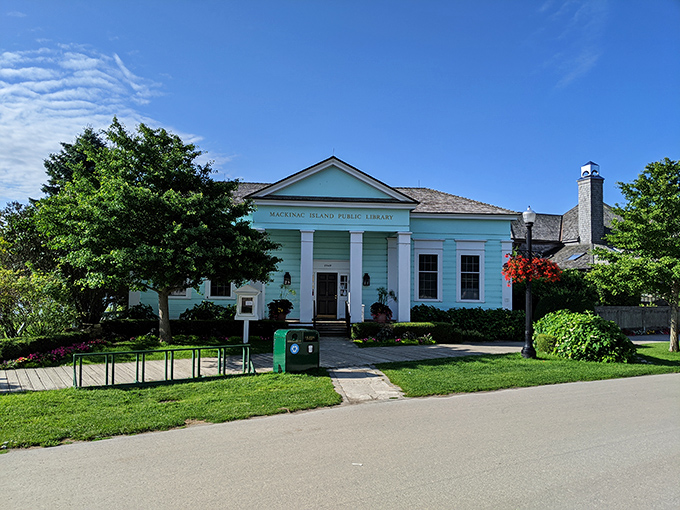 The Mackinac Island Public Library looks innocent enough, but librarians will tell you about the Victorian lady who still browses the stacks after hours.