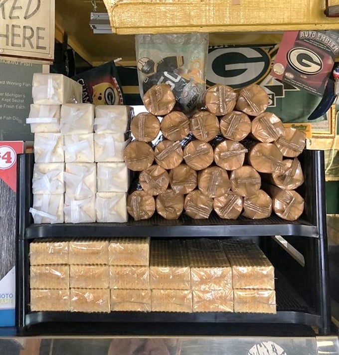 Crackers standing at attention, ready for their noble purpose &ndash; becoming vehicles for delivering smoky fish goodness to eager mouths.