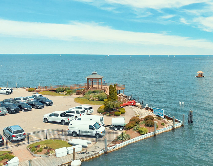 Evening falls on the tiki boat like a scene from a vacation you didn't know you needed, complete with string lights and that golden hour glow.