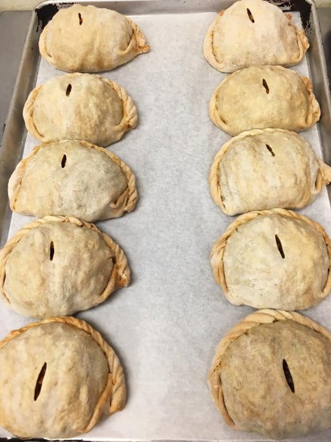 Tuesday's homemade pasties lined up like edible treasures &ndash; flaky, golden hand pies that could sustain a lumberjack through winter.