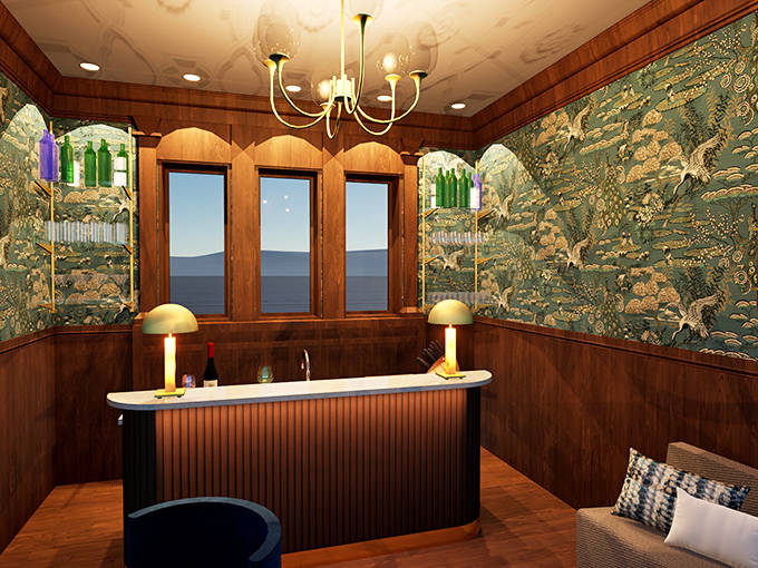 This intimate brick-walled bar area whispers of secret gatherings and late-night conversations, a modern speakeasy within century-old walls.