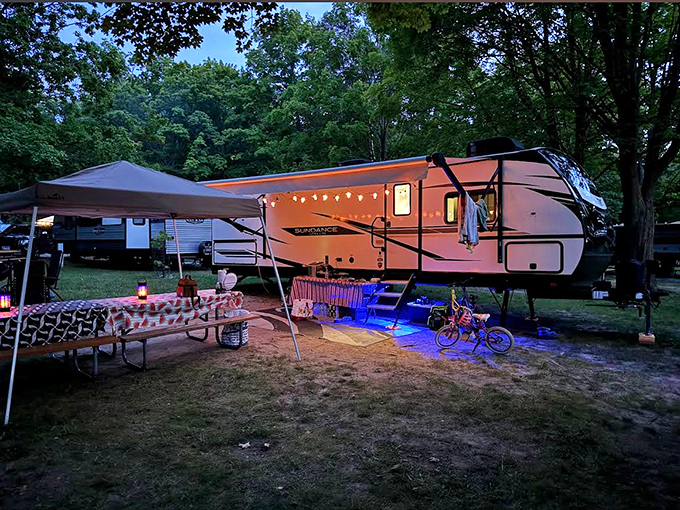 Home is where you park it: RV camping at Orchard Beach combines wilderness adventure with the comfort of your own bed.