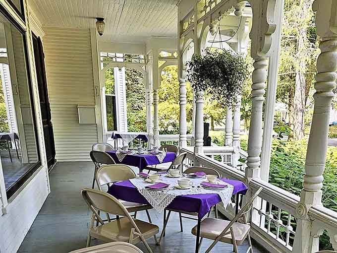The porch transformed into an outdoor tea room &ndash; where cucumber sandwiches and proper posture are still very much in fashion.