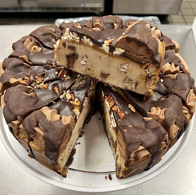 This turtle cheesecake isn't just dessert &ndash; it's therapy on a plate, with layers of chocolate, caramel, and pecans that make you forget your troubles.