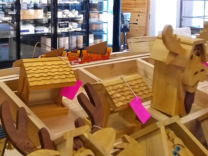 Handcrafted wooden treasures that aren't mass-produced souvenirs but future heirlooms, each birdhouse and figure slightly different from the next.